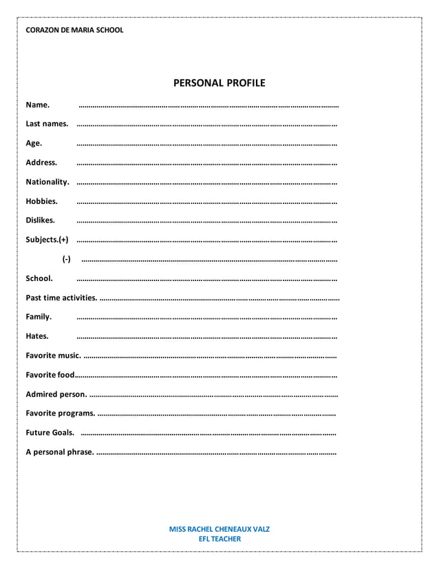 Personal profile 2018 | DOCX