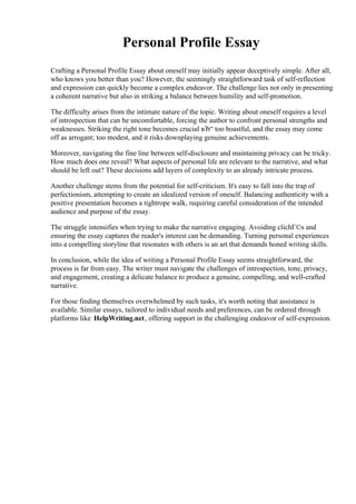 Personal Profile Essay.pdf | Freelance Writing | Content Production