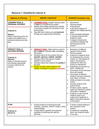 personal projectbooklet for myp5 student | PDF
