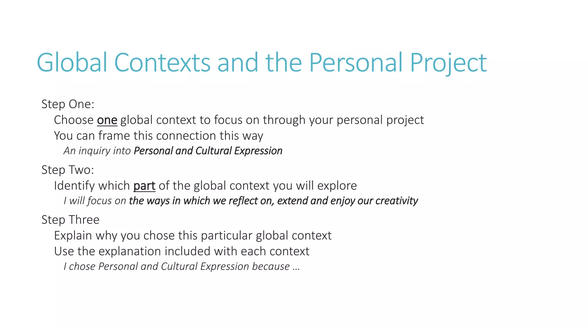 MYP Personal Project Introduction | PPTX