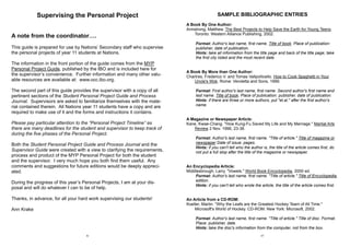 Personal Project Supervisors Guide A4 09 10 | PDF | Education