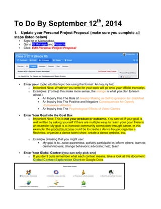 To Do By September 12th | PDF