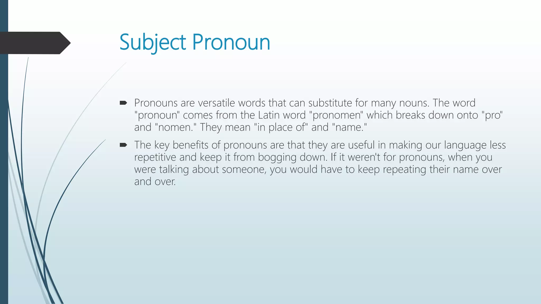 Personal pronoun and subject pronouns | PPTX