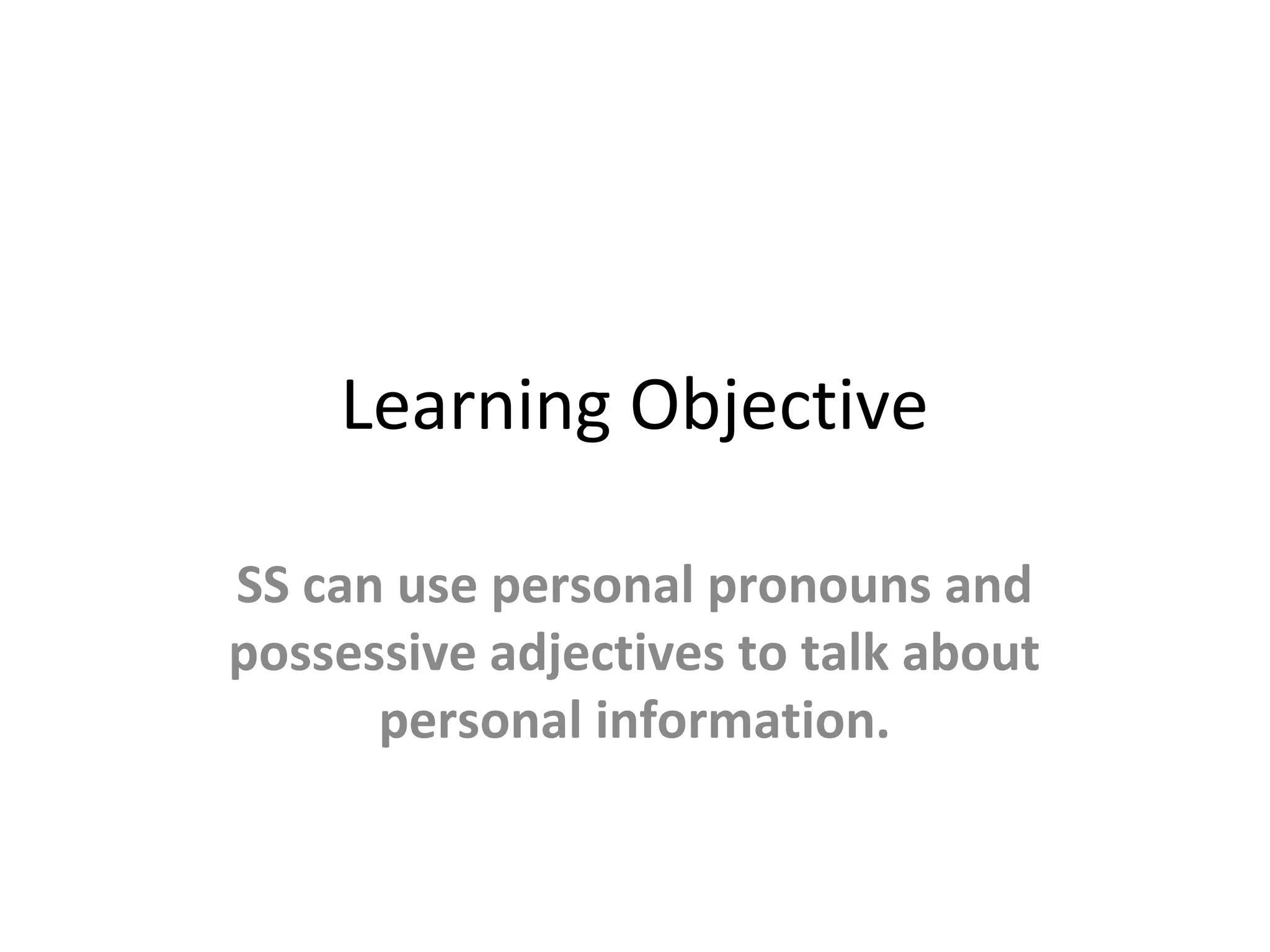 Personal pronouns and possessive pronouns | PPS