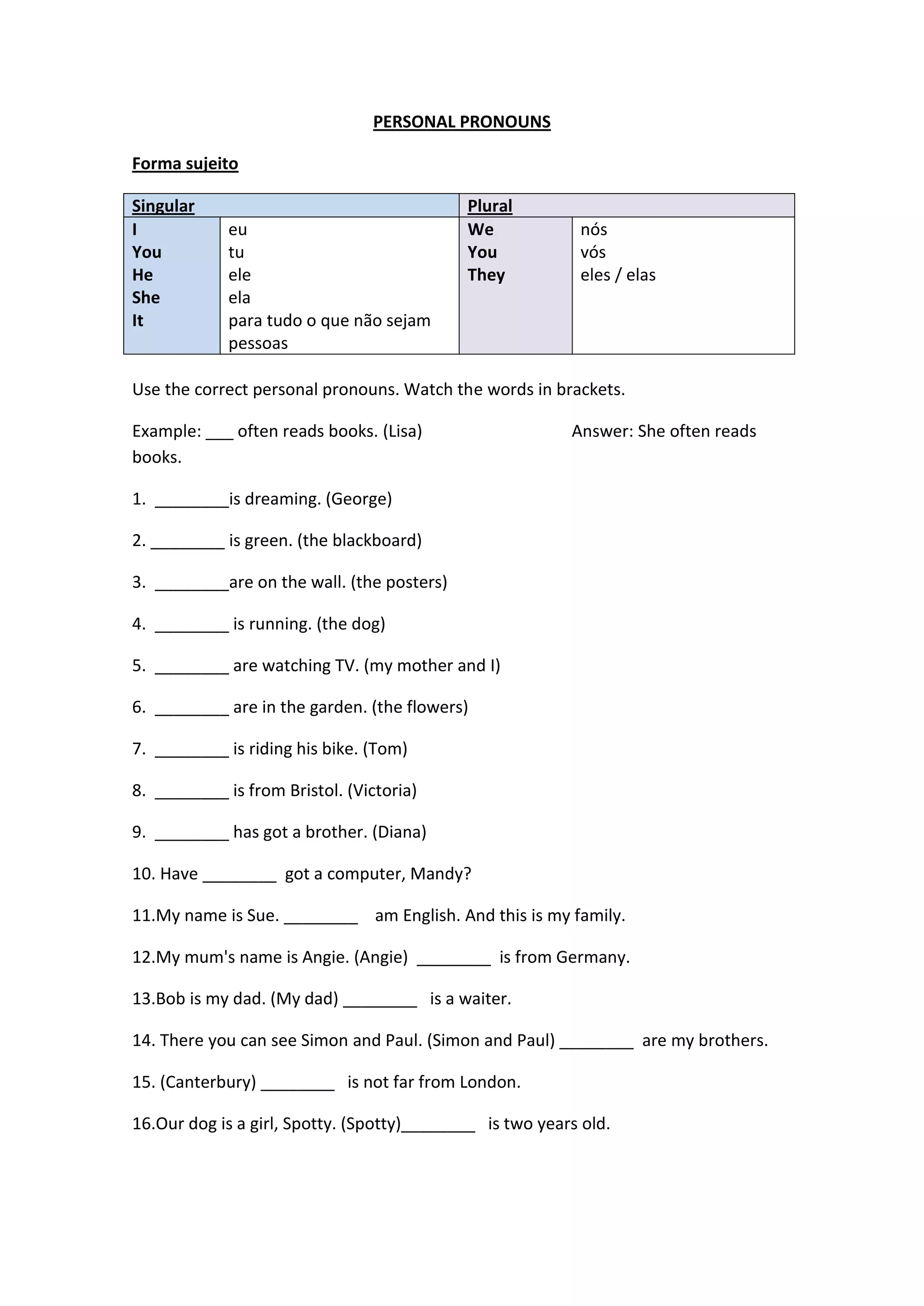 Personal pronouns, possessive adject | DOCX
