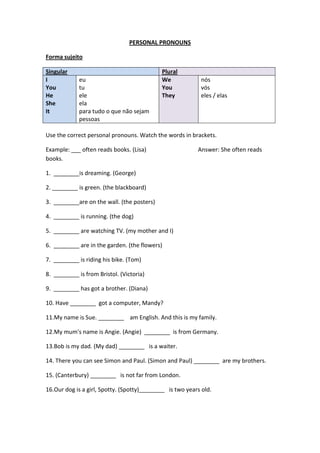 Personal pronouns, possessive adject | DOCX