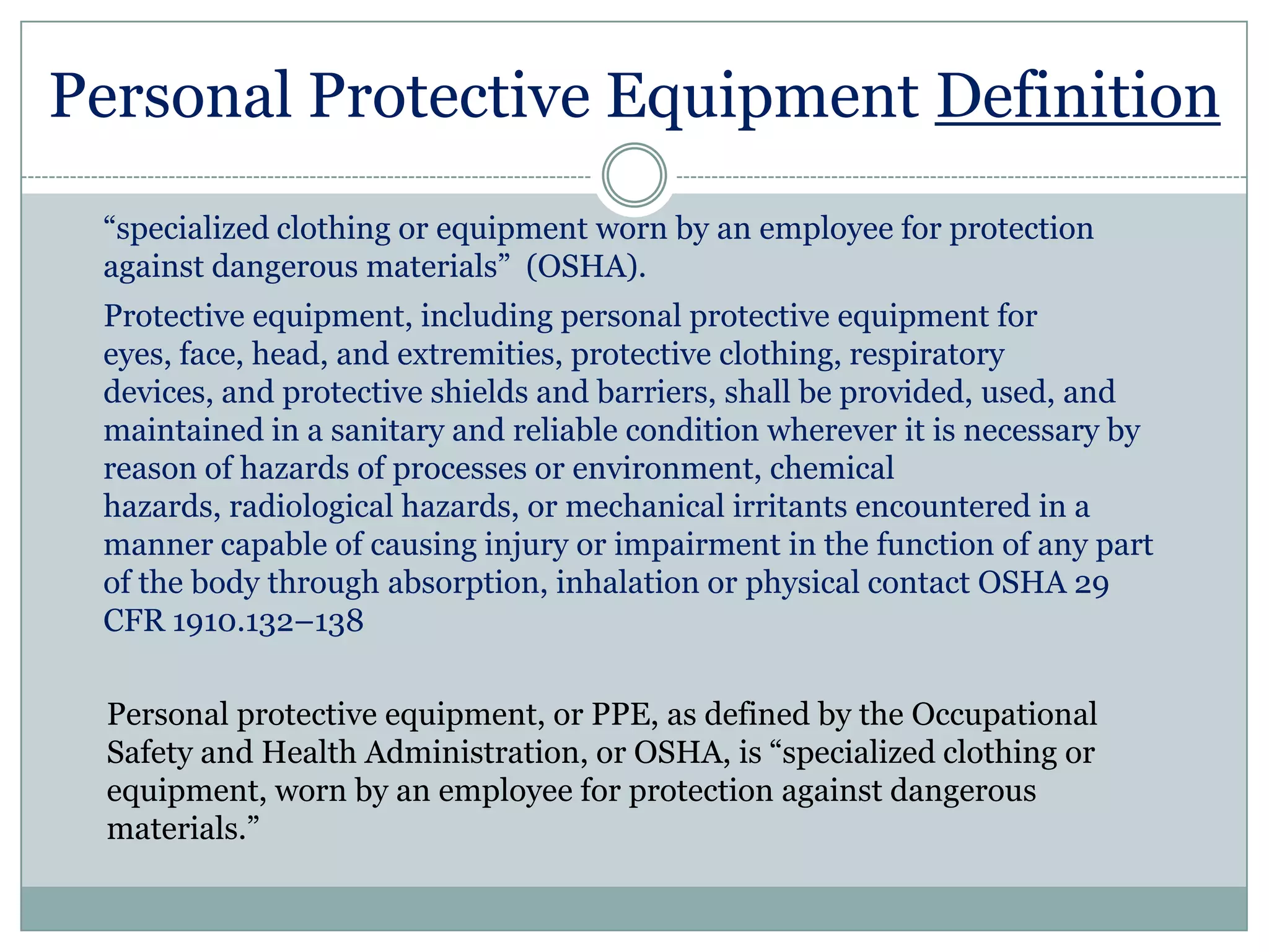 Personal protective equipment guidance for the selection and use of ppe ...