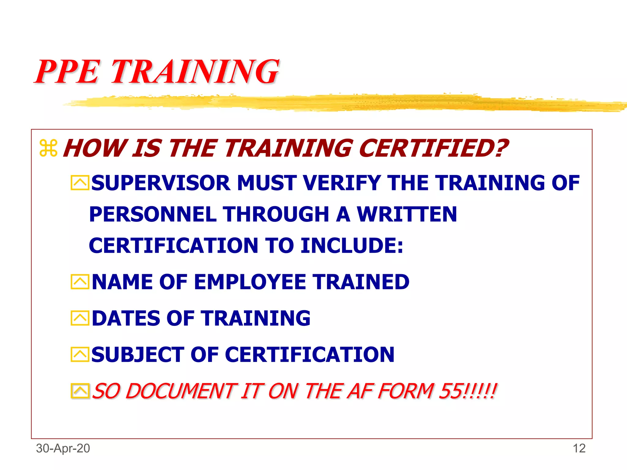 Personal protective equipment training | PPT