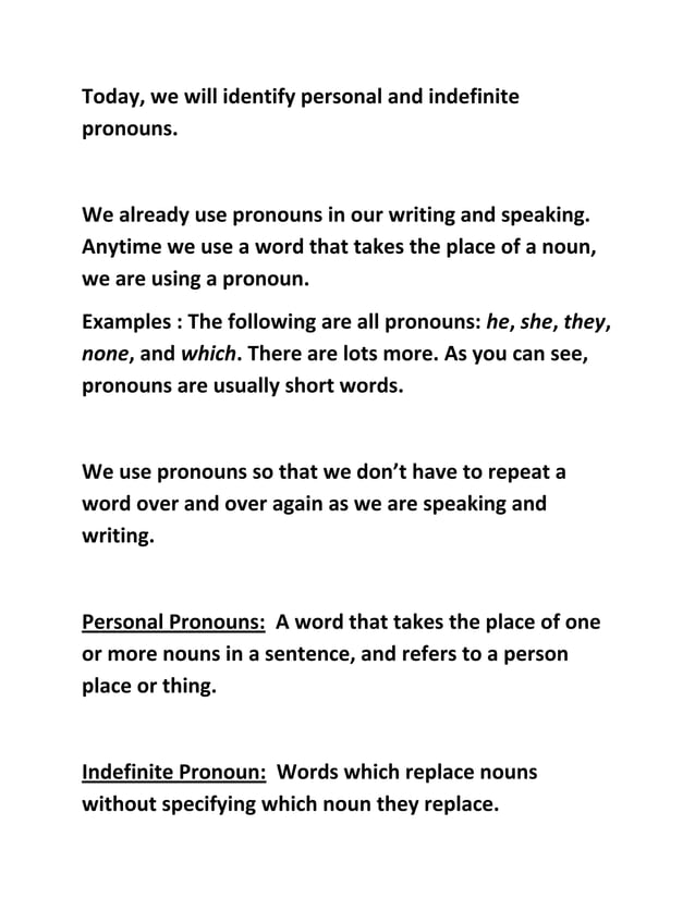 Personal prounouns | DOCX