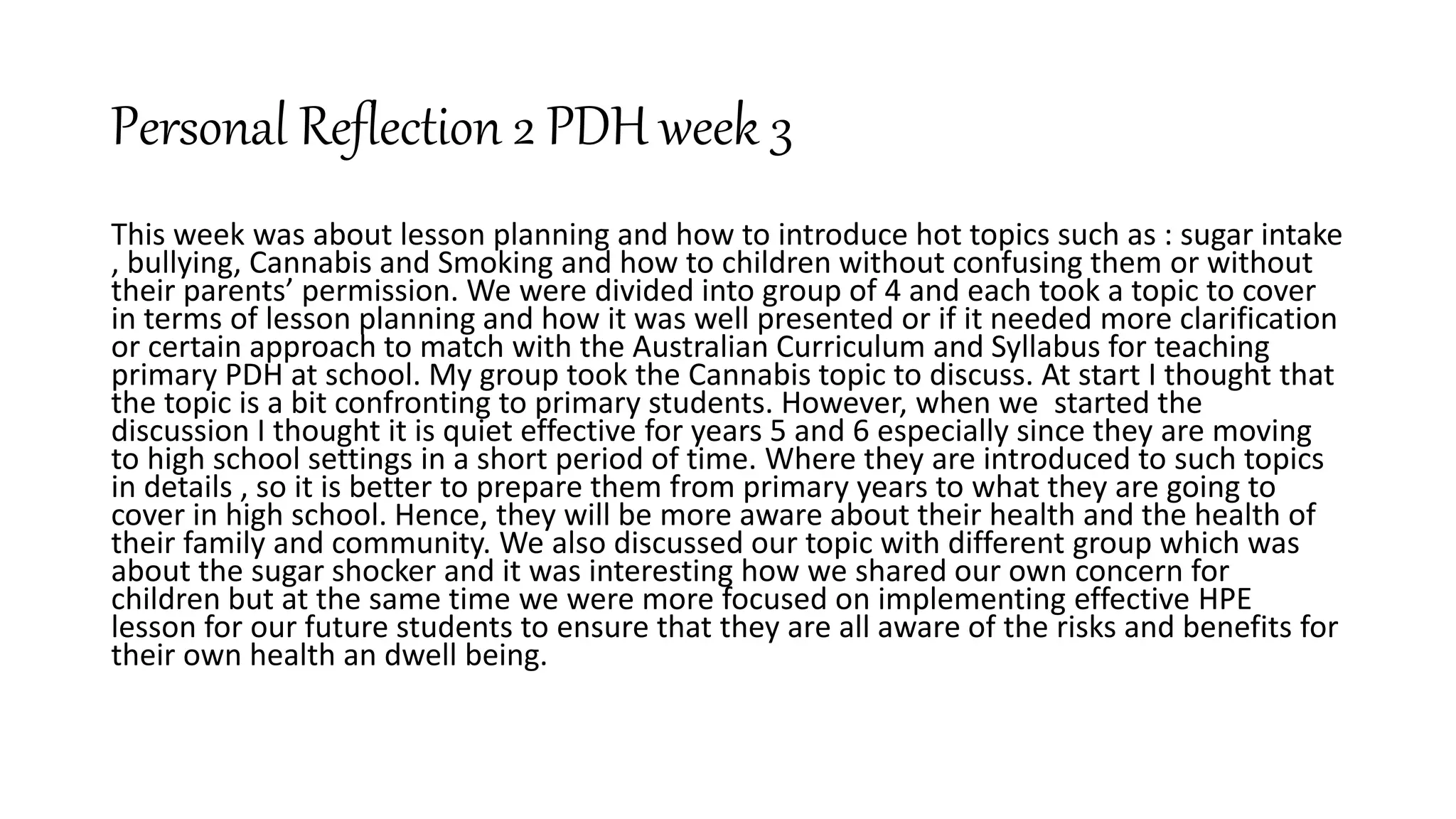 Personal reflection | PPT