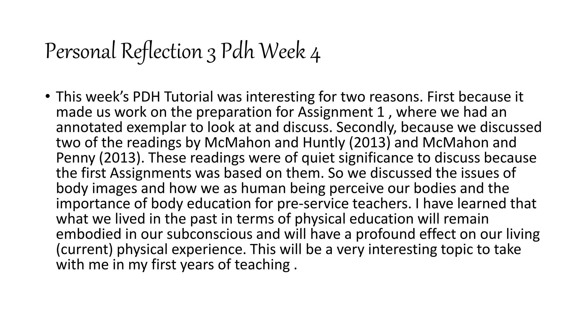 Personal reflection | PPT
