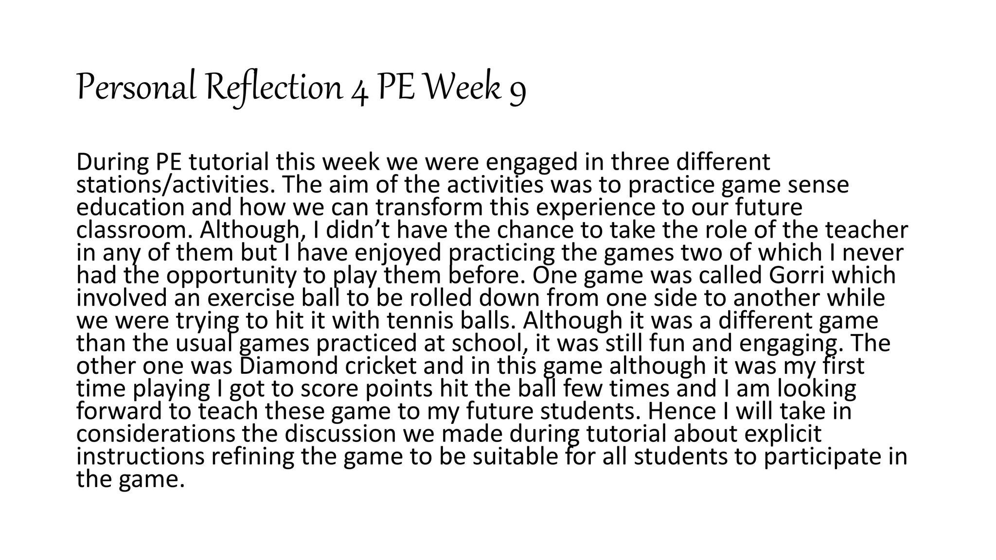 Personal reflection | PPT