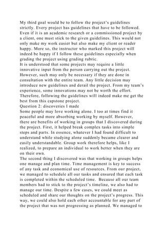 Personal reflection paperQuestion 1. GoalsThe three goals that.docx