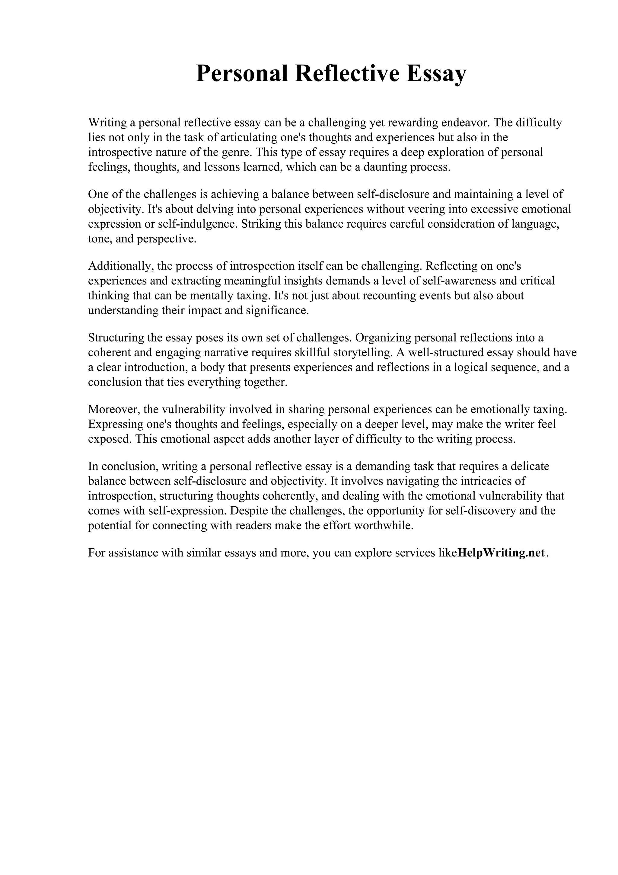 Personal Reflective Essay. Tennessee College of Applied Technology ...