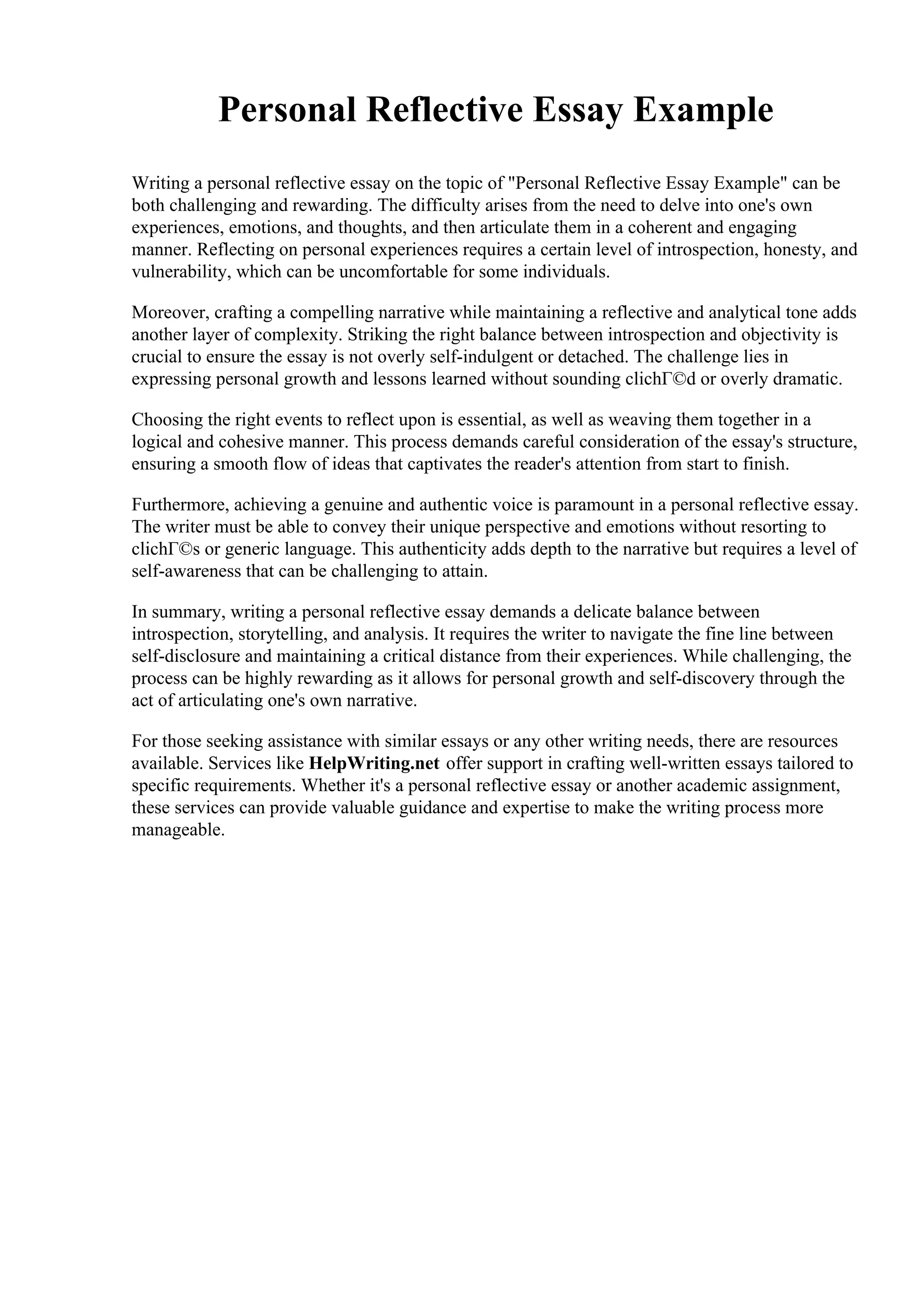 Personal Reflective Essay Example.pdf | Free Download