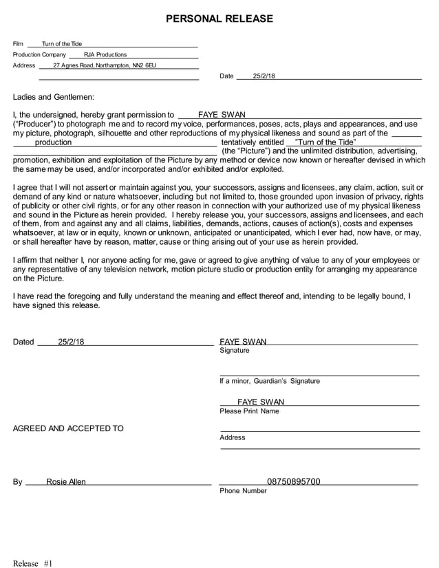 Personal release forms bus | PDF