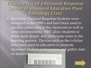 Personal Response Systems In The Classroom | PPT