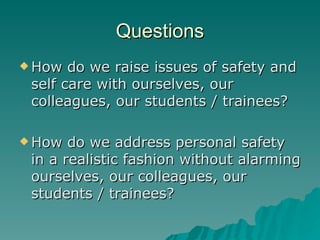 Personal safety and self care | PPT