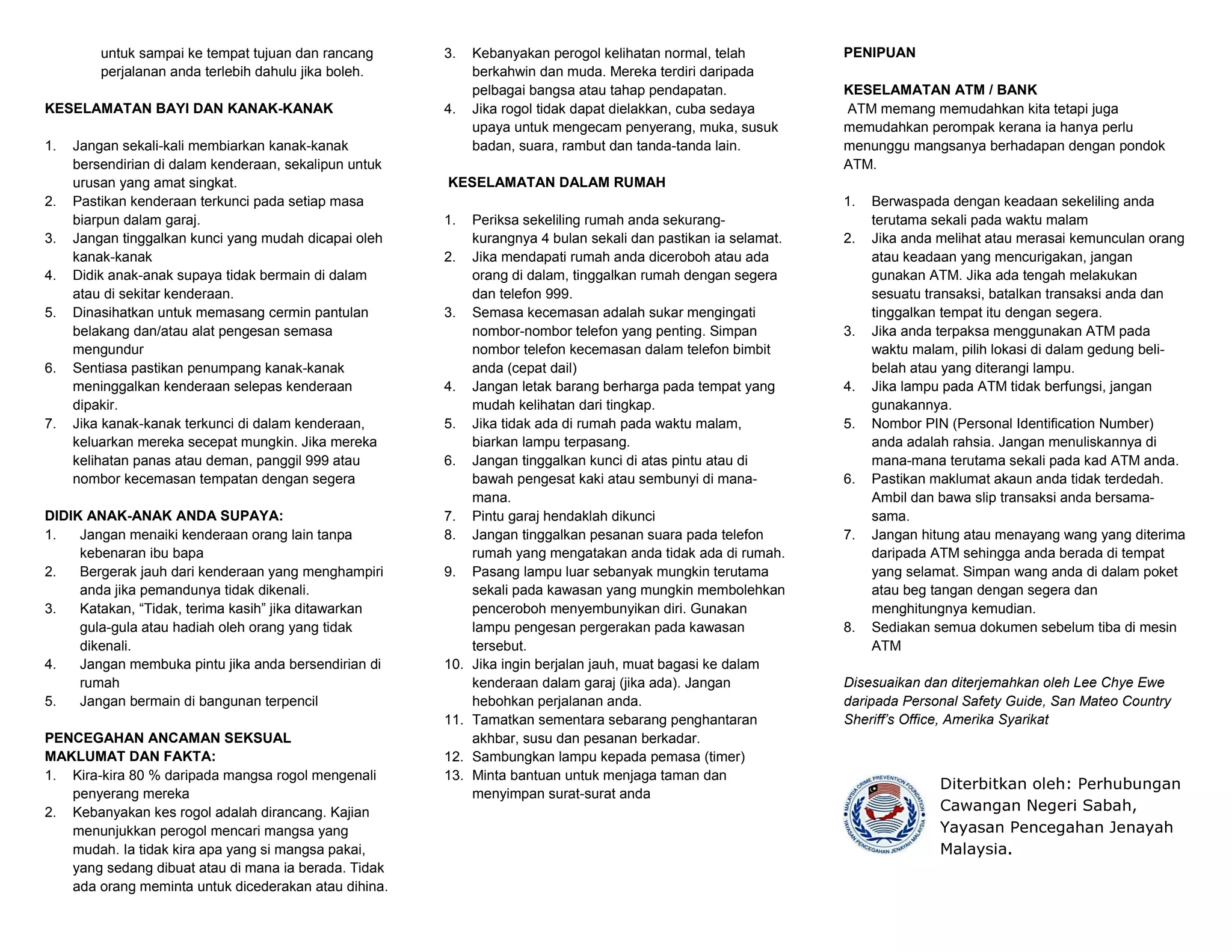 Panduan Keselamatan Diri | PDF