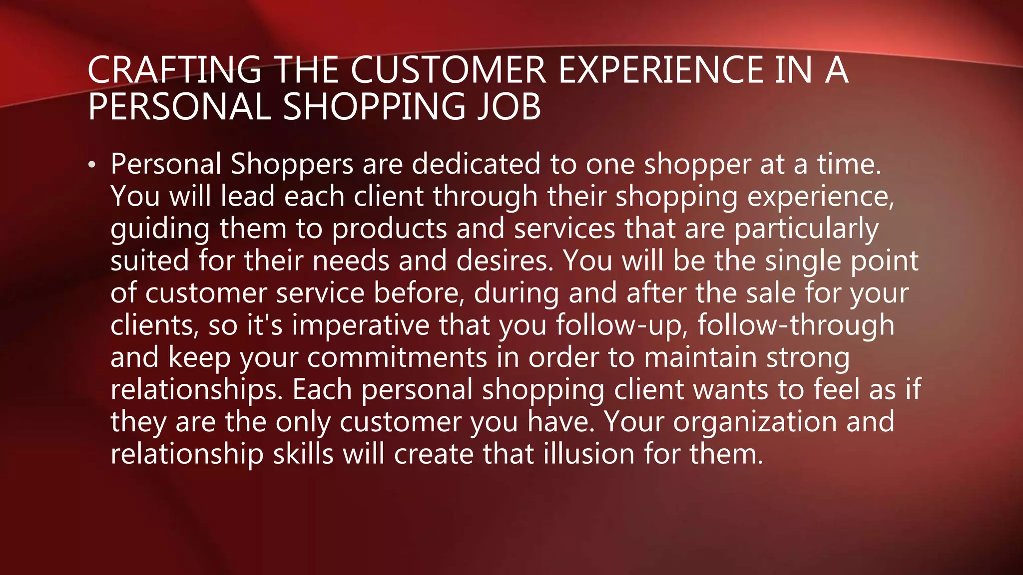 Personal shopper job description | PPTX