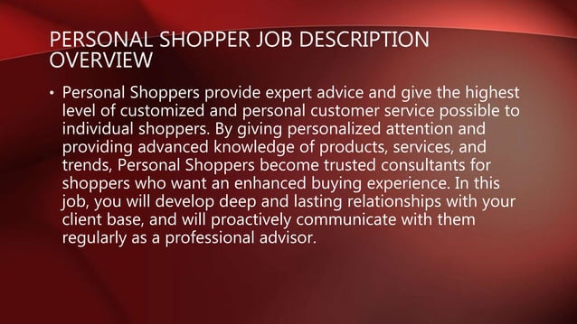 Personal shopper job description | PPTX
