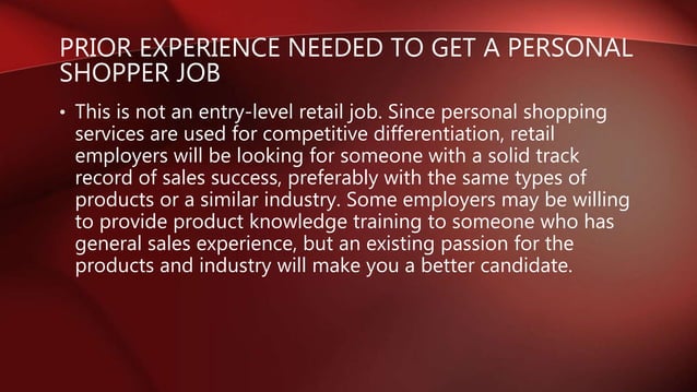 Personal shopper job description | PPTX