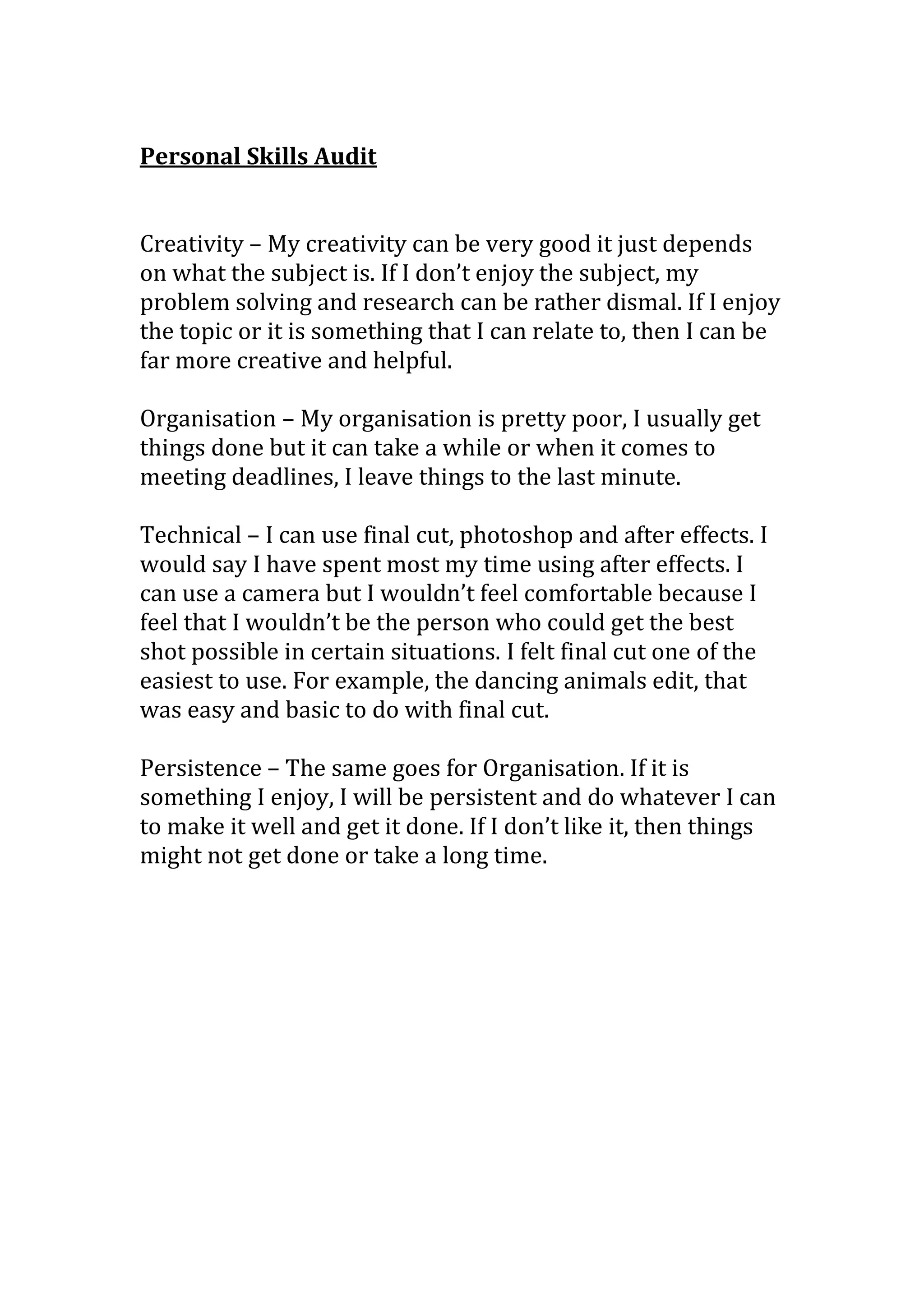 Personal skills audit | PDF