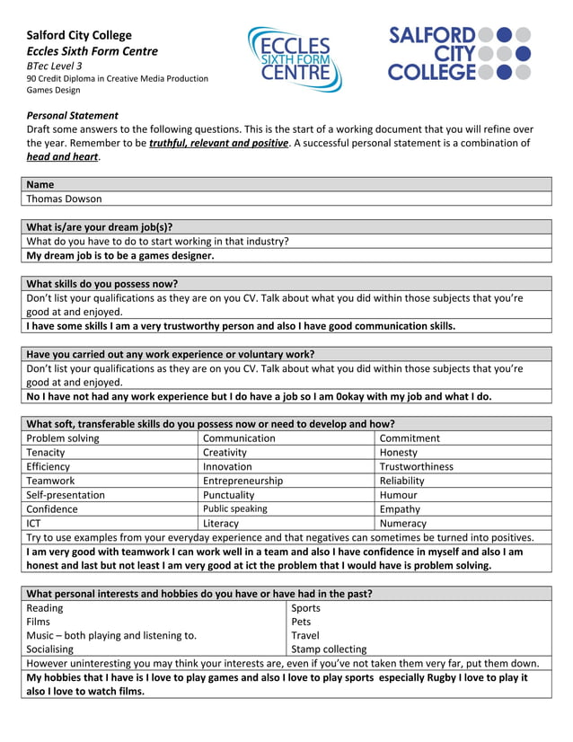 Personal staement | PDF