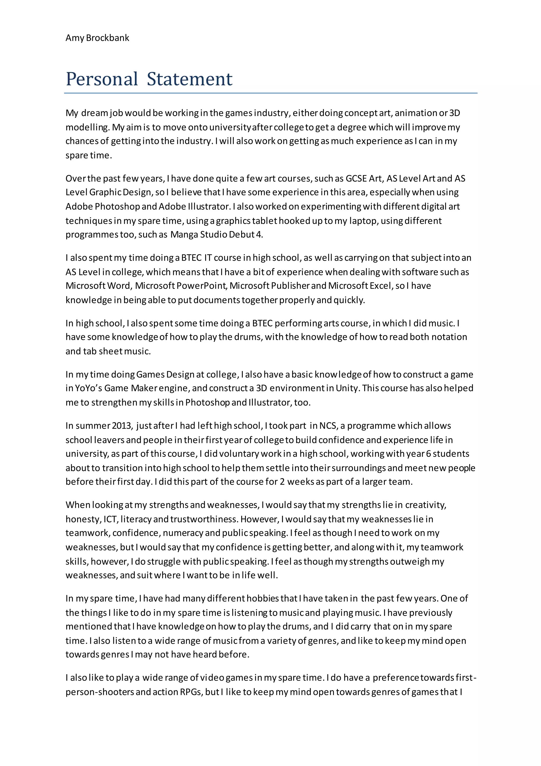 Personal statement | DOCX