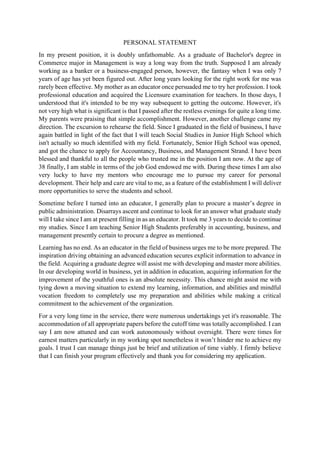 Personal statement | PDF | Postgraduate Education | College Education