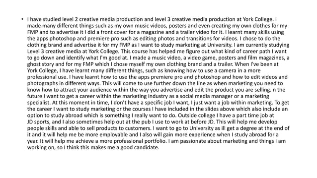 Personal Statement Pptx Business Business And Finance