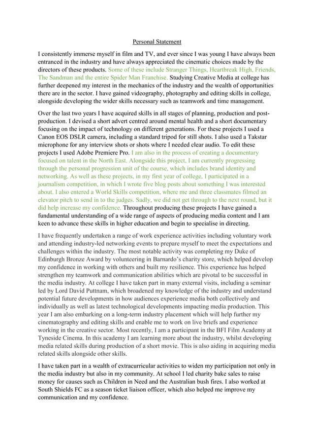 Personal Statement 4th Draft | PDF