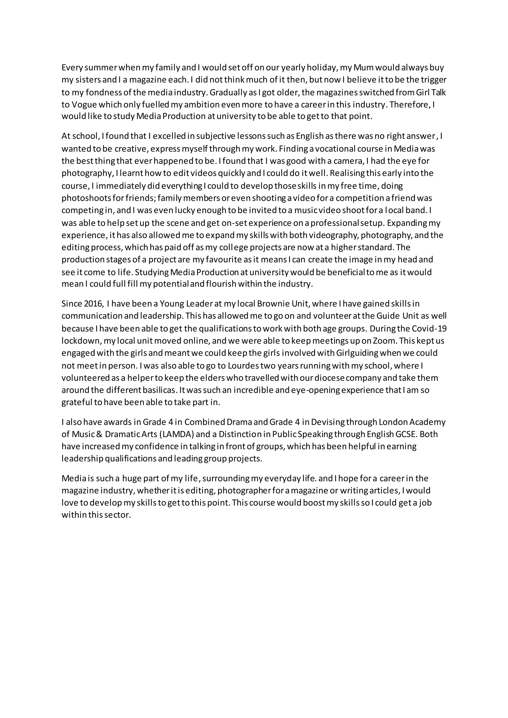 Personal statement draft 1 | PDF