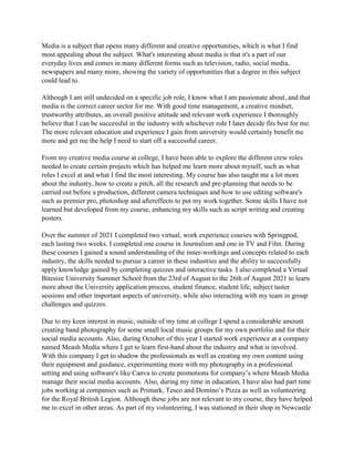 Personal Statement Draft 2 | DOCX | Content Production | Hobbies & Interests
