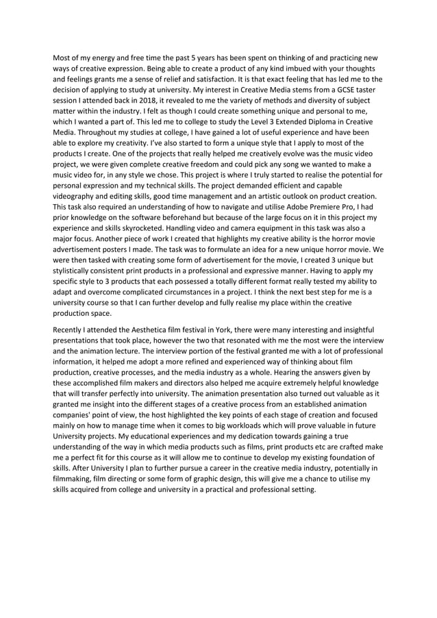 Personal statement BL.docx | Undergraduate Education | College Education