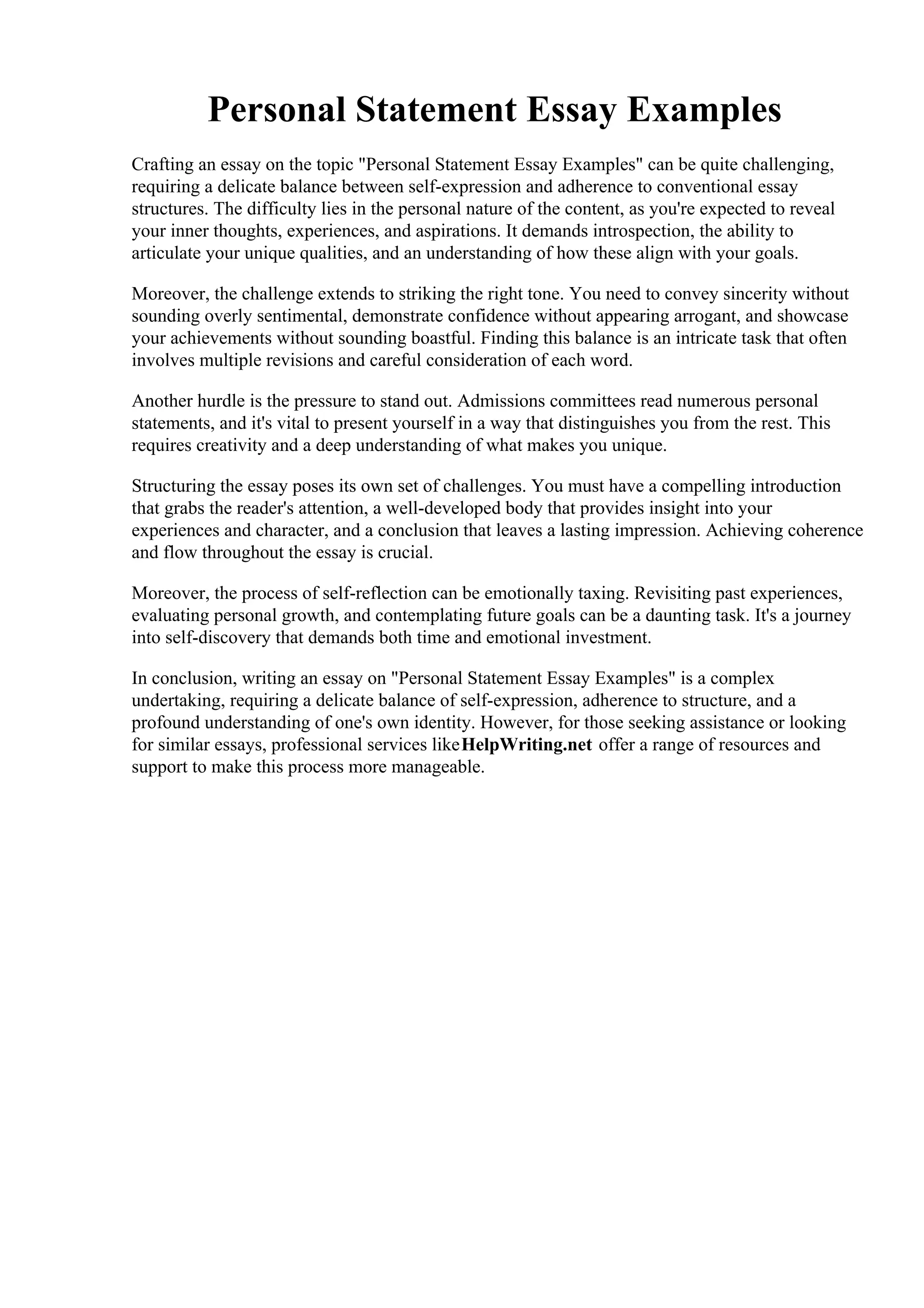 Personal Statement Essay Examples. 30 College Essay Examples MS Word, PDF Examples | PDF