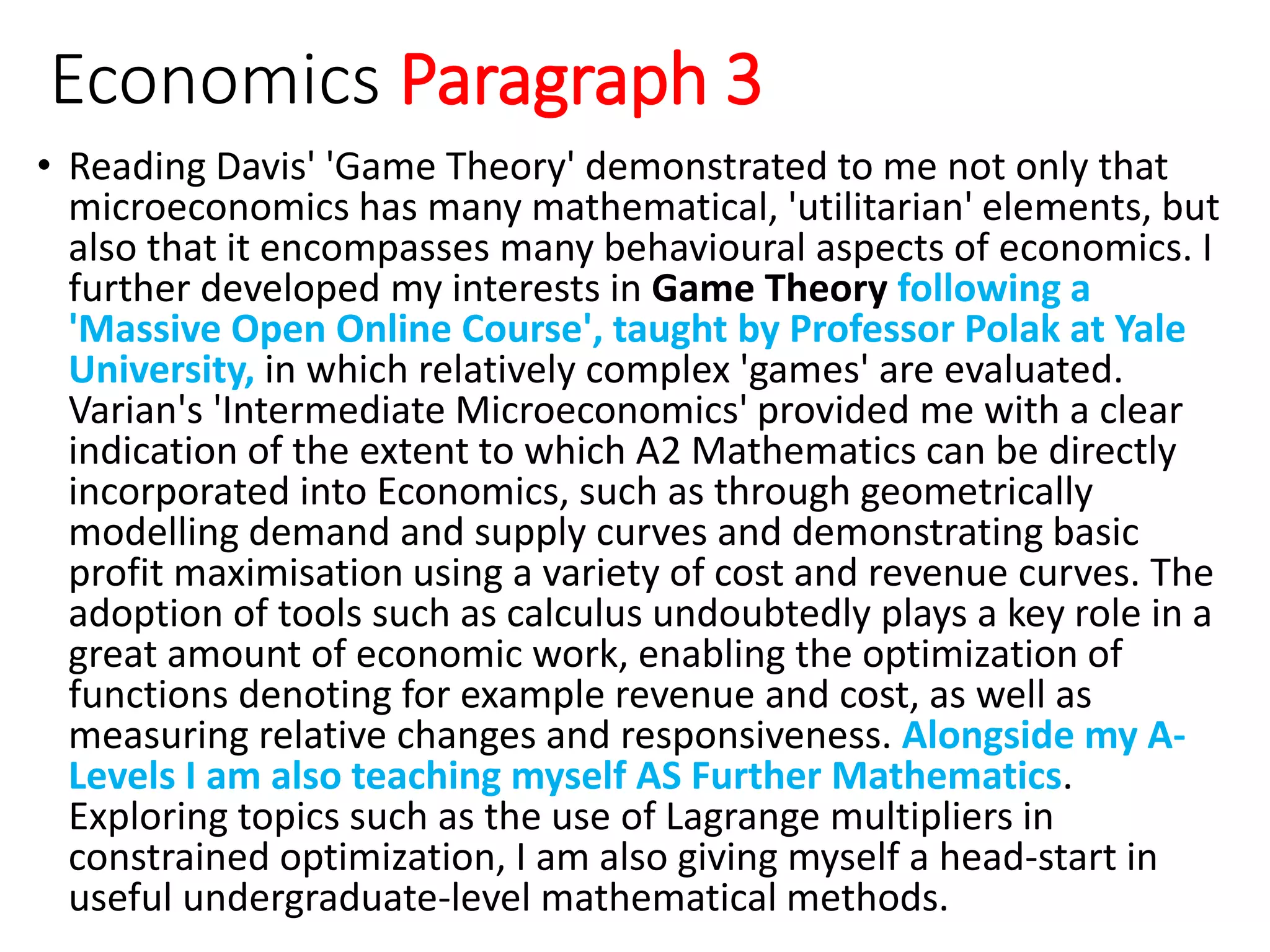 Writing a great UCAS Economics Personal Statement | PPTX