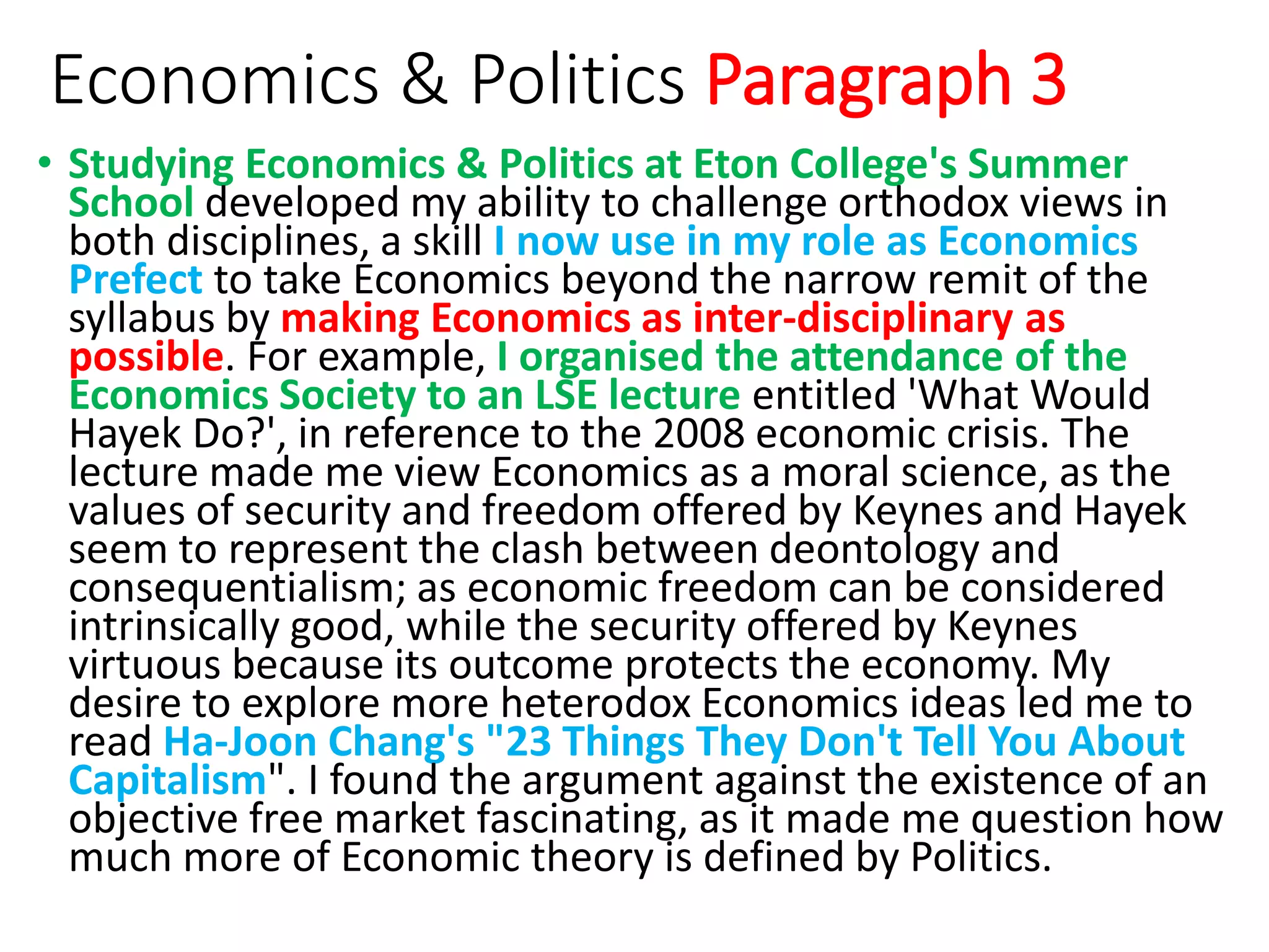 Writing a great UCAS Economics Personal Statement | PPTX