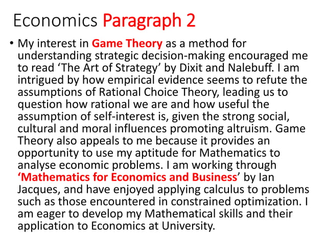 Writing a great UCAS Economics Personal Statement | PPT
