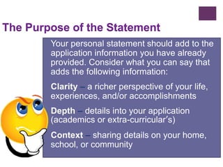 Personal statement presentation | PPT