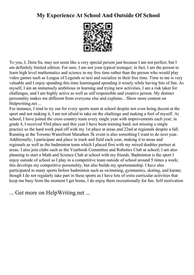 Personal Statement Sample Essays For High School | PDF