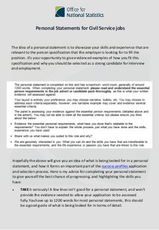 Personal statements for civil service