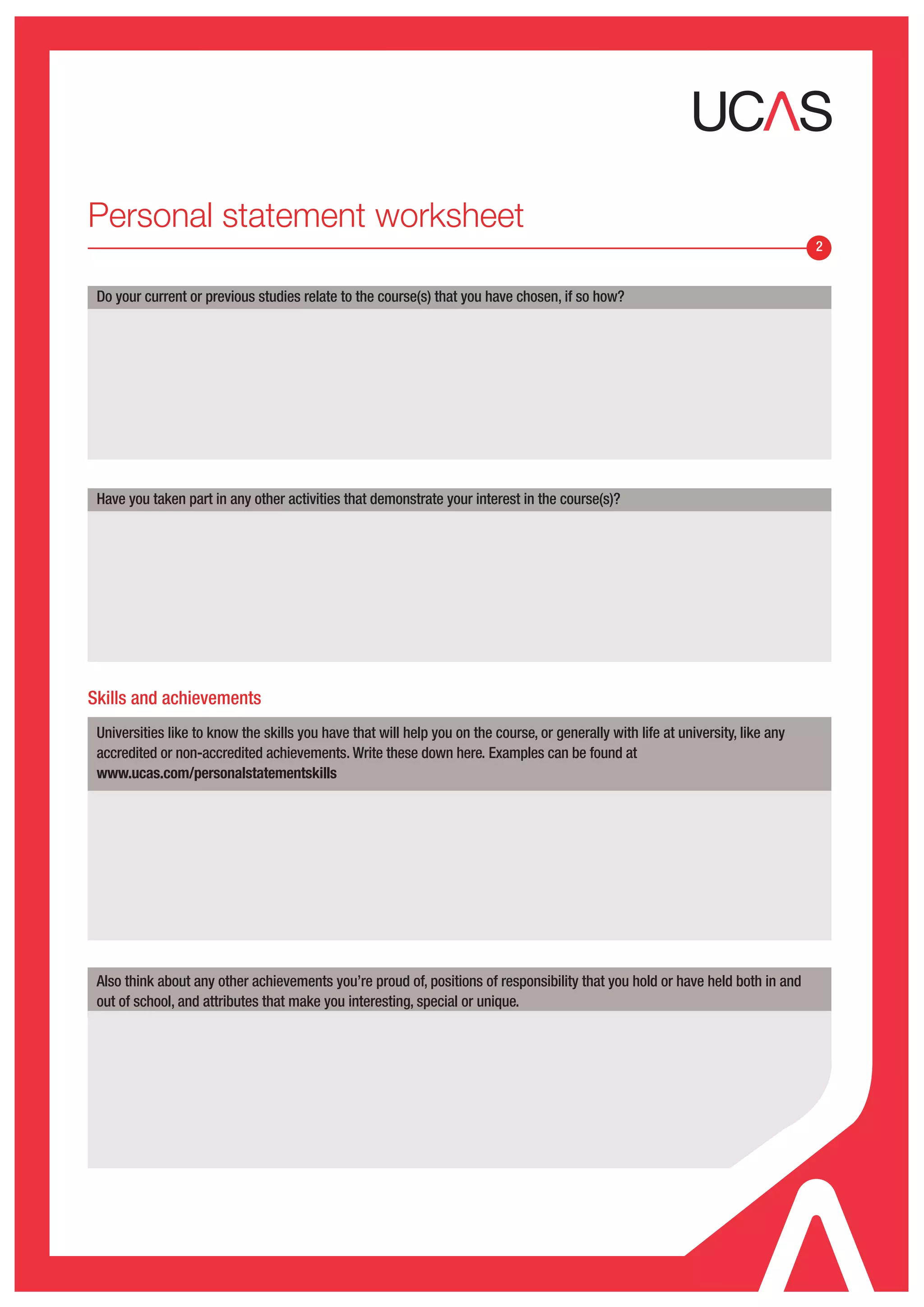 Personal statement worksheet | PDF