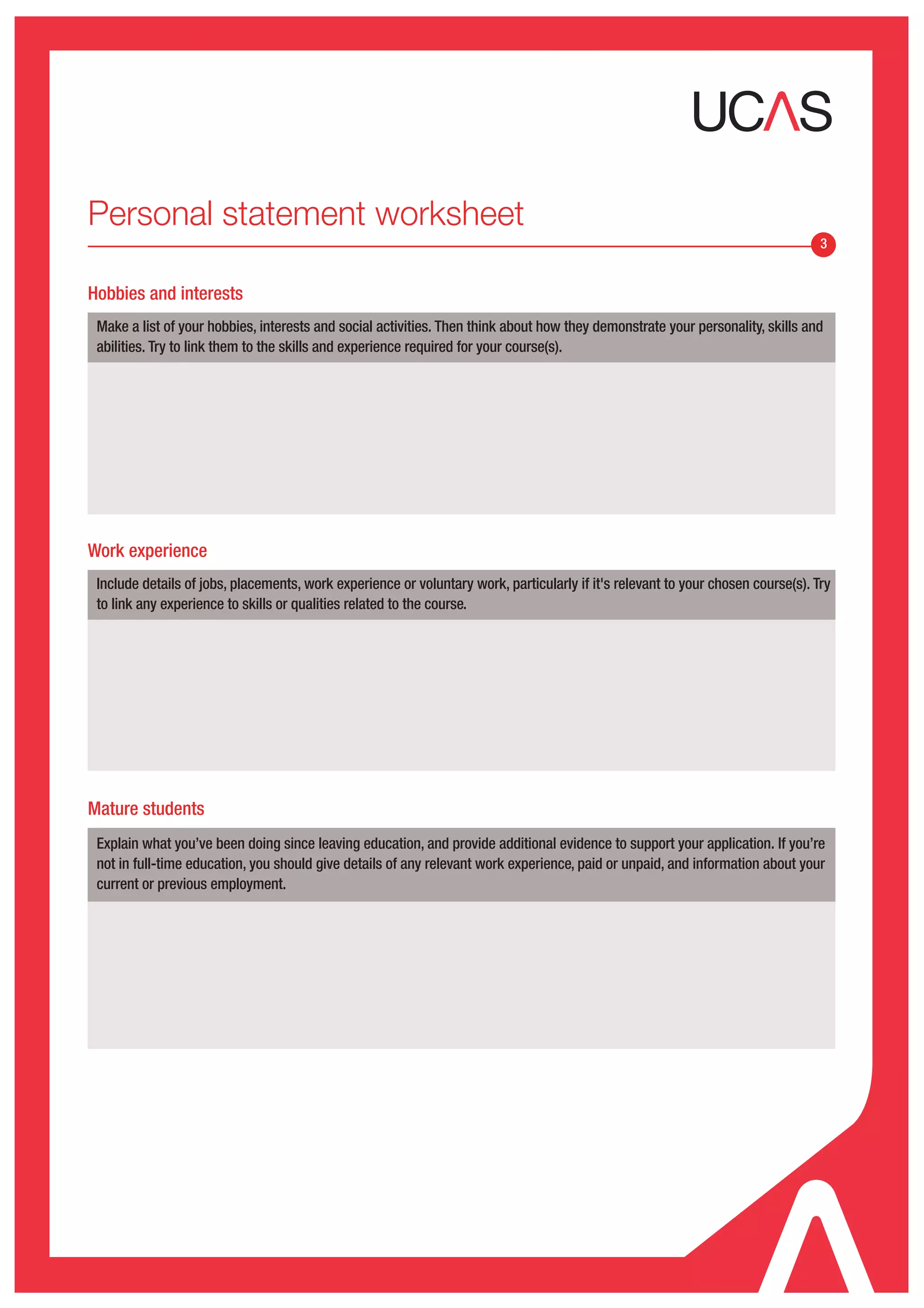 Personal statement worksheet | PDF