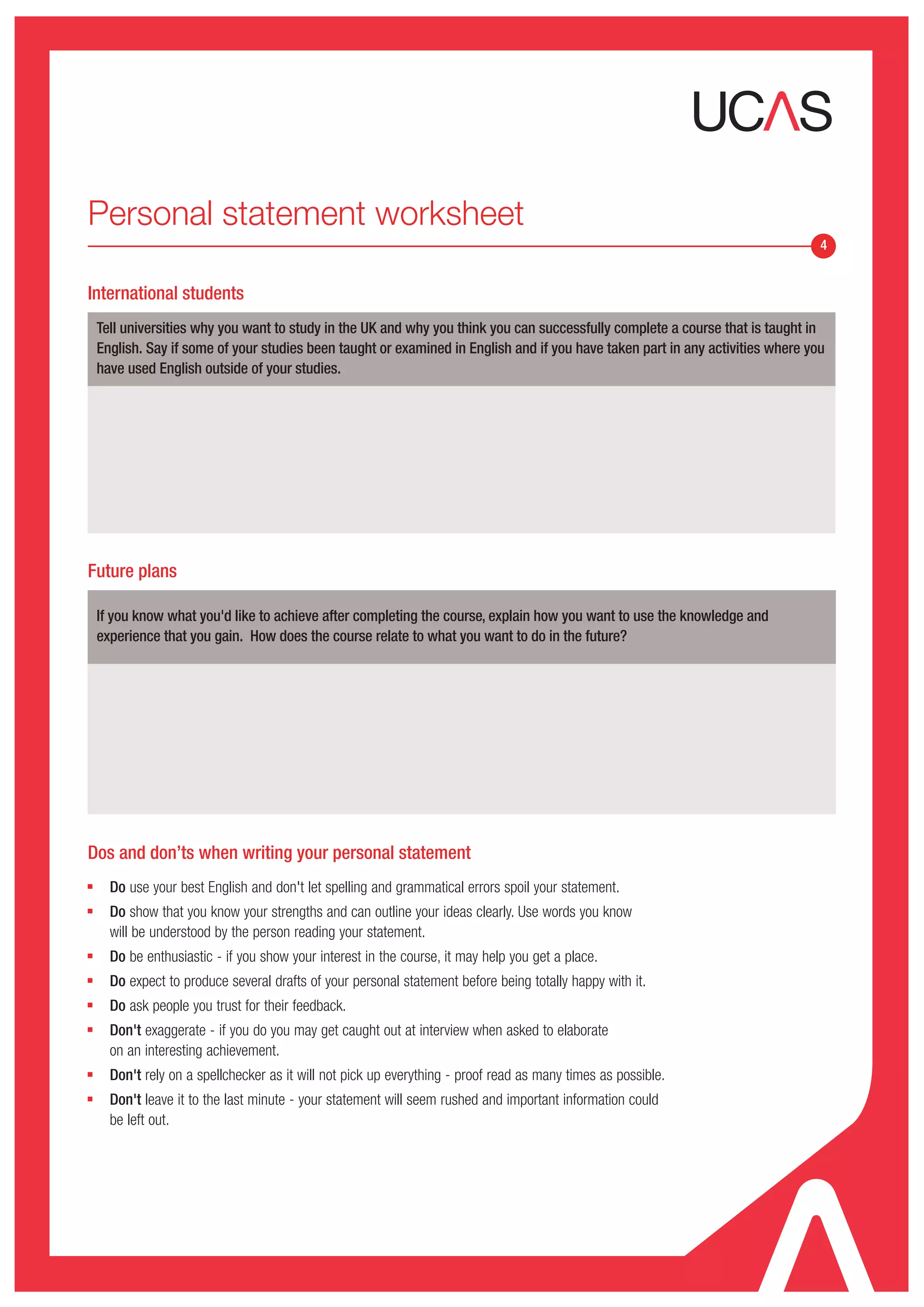 Personal statement worksheet | PDF