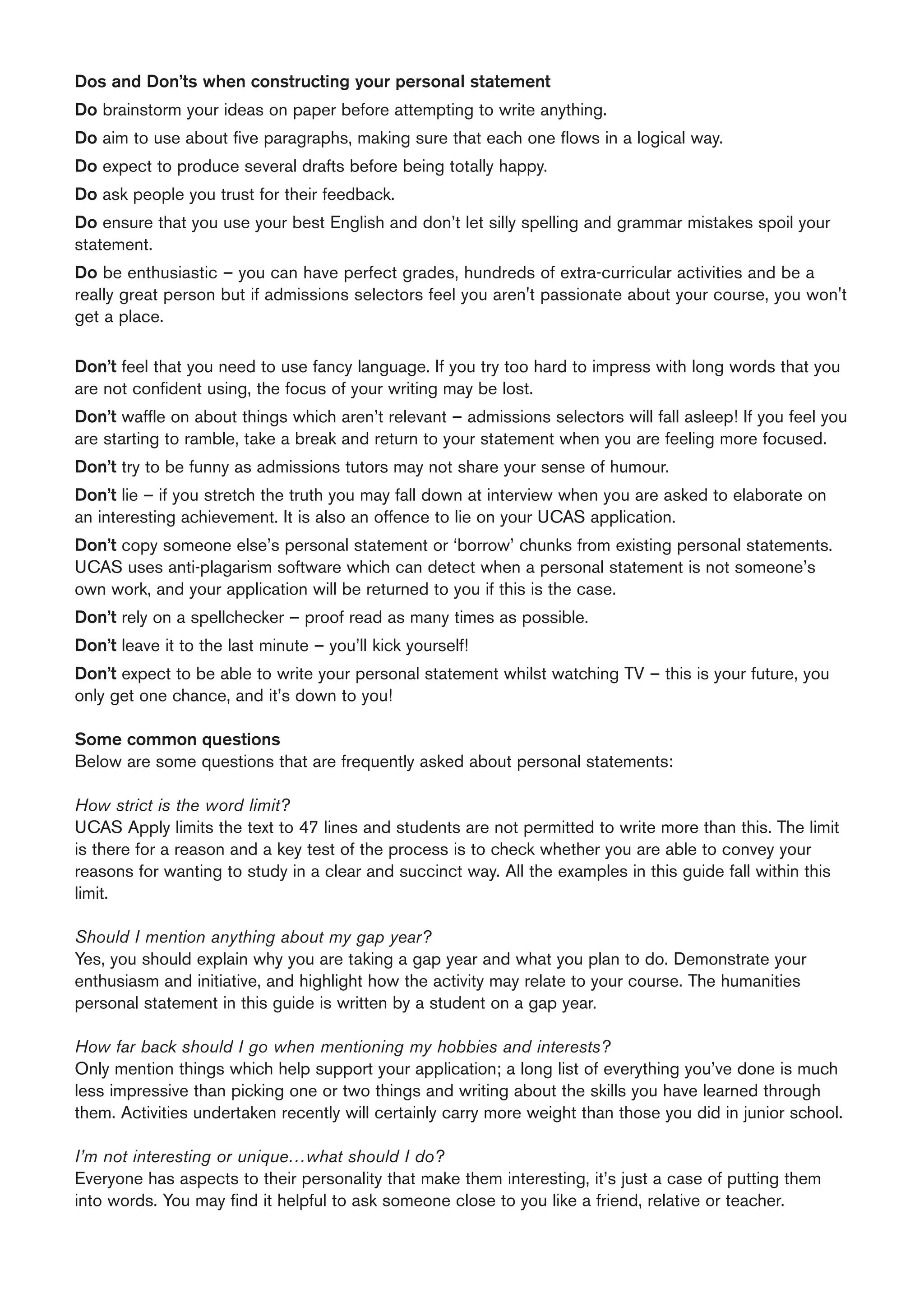 Personal Statement Writing Guide | PDF | Free Download