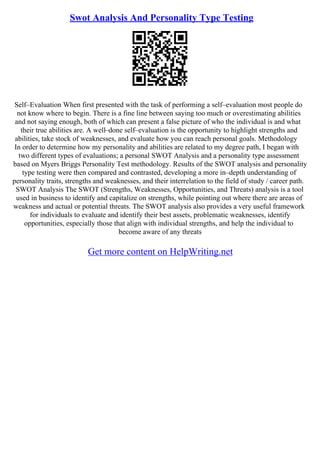 Personal Swot Analysis Essay