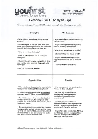 Personal swot analysis example | PDF