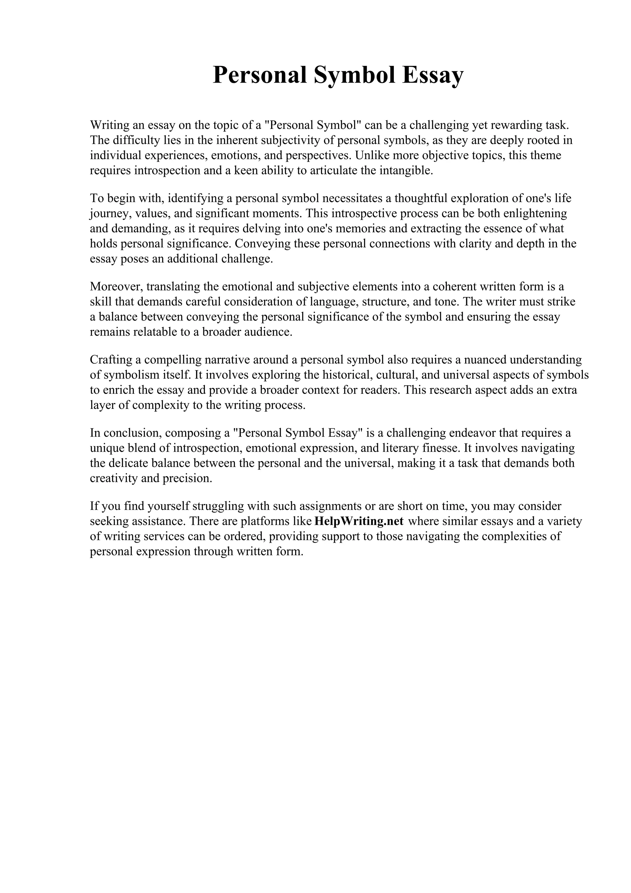 Personal Symbol Essay | PDF