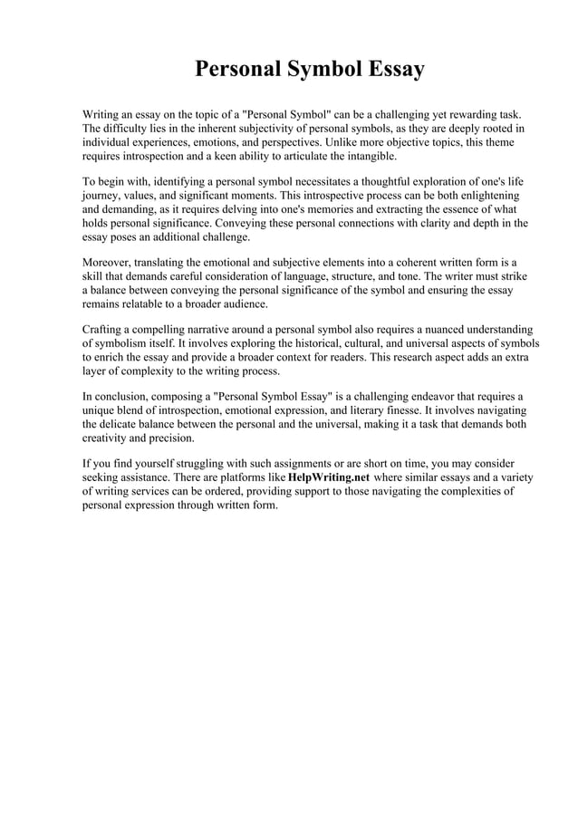 Personal Symbol Essay | PDF